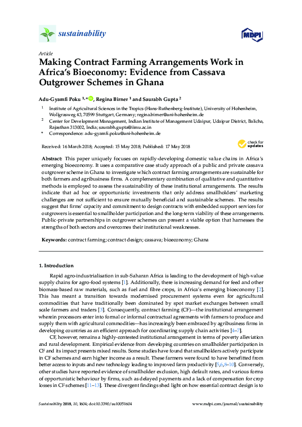 (PDF) Making Contract Farming Arrangements Work in Africa’s Bioeconomy ...