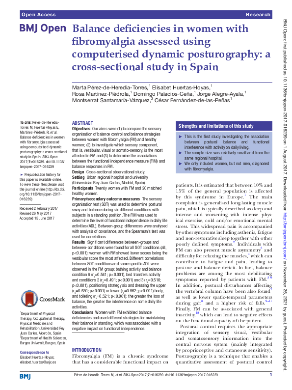 (PDF) Balance deficiencies in women with fibromyalgia assessed using ...