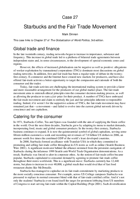 (PDF) Starbucks and the Fair Trade Movement