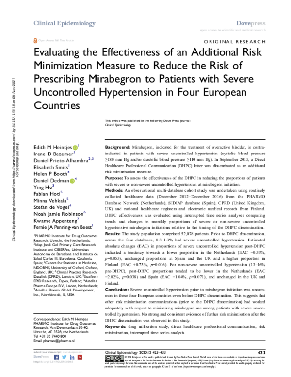 (PDF) Evaluating the Effectiveness of an Additional Risk Minimization ...