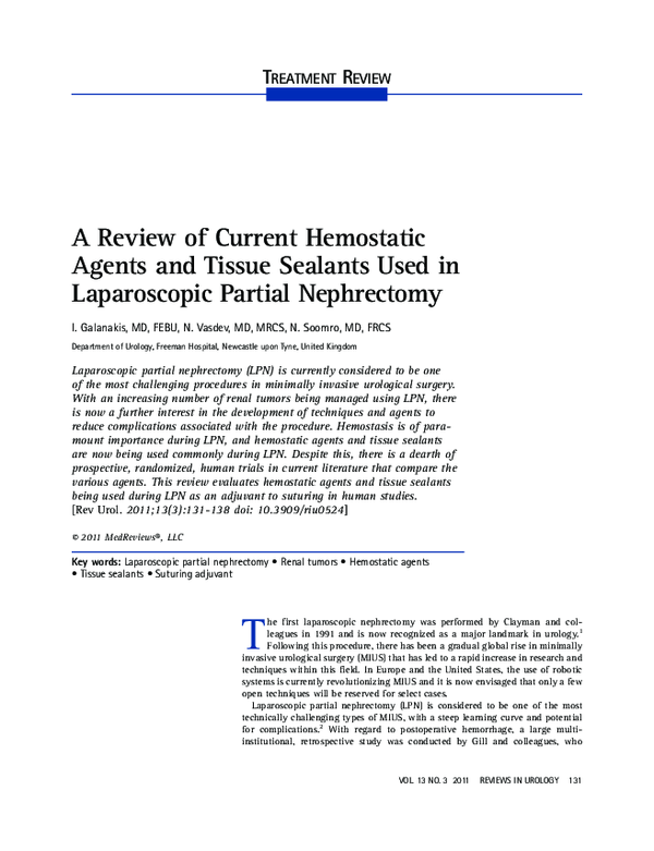(PDF) A review of current hemostatic agents and tissue sealants used in laparoscopic partial ...