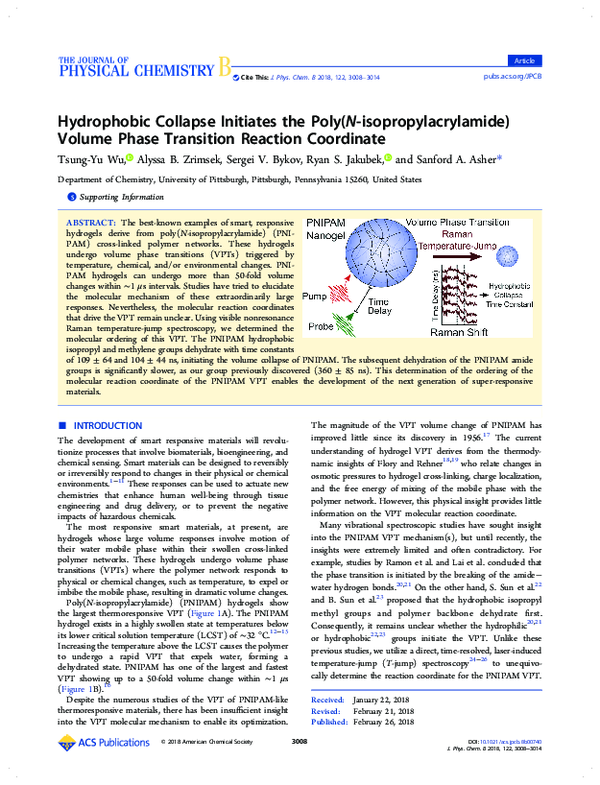 (PDF) Hydrophobic Collapse Initiates the Poly(N-isopropylacrylamide ...