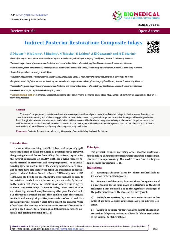 Indirect Posterior Restoration: Composite Inlays