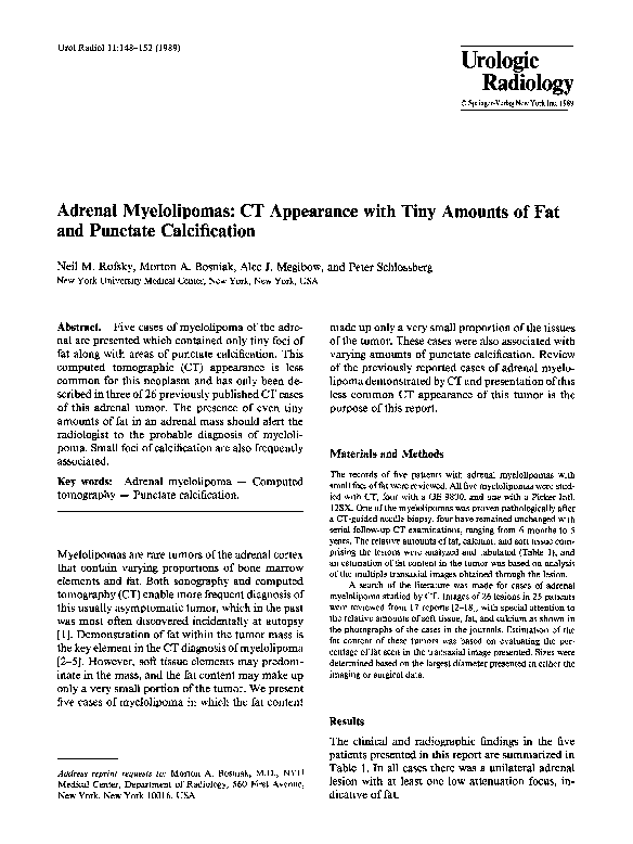 (PDF) Adrenal myelolipomas: CT appearance with tiny amounts of fat and ...