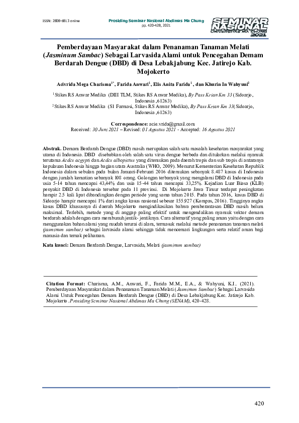 (PDF) Pemberdayaan Masyarakat dalam Penanaman Tanaman Melati (Jasminum ...
