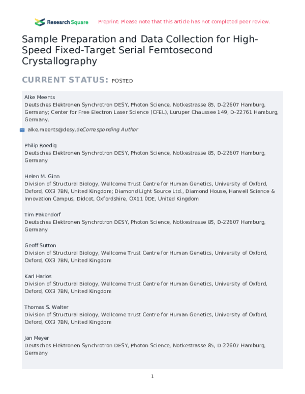 (PDF) Sample Preparation and Data Collection for High-Speed Fixed ...