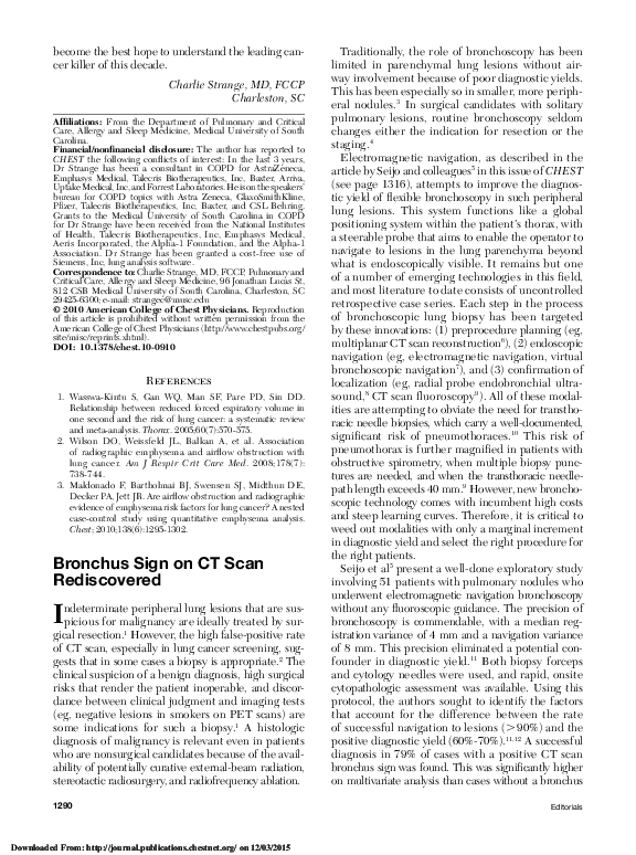 (PDF) Bronchus Sign on CT Scan Rediscovered