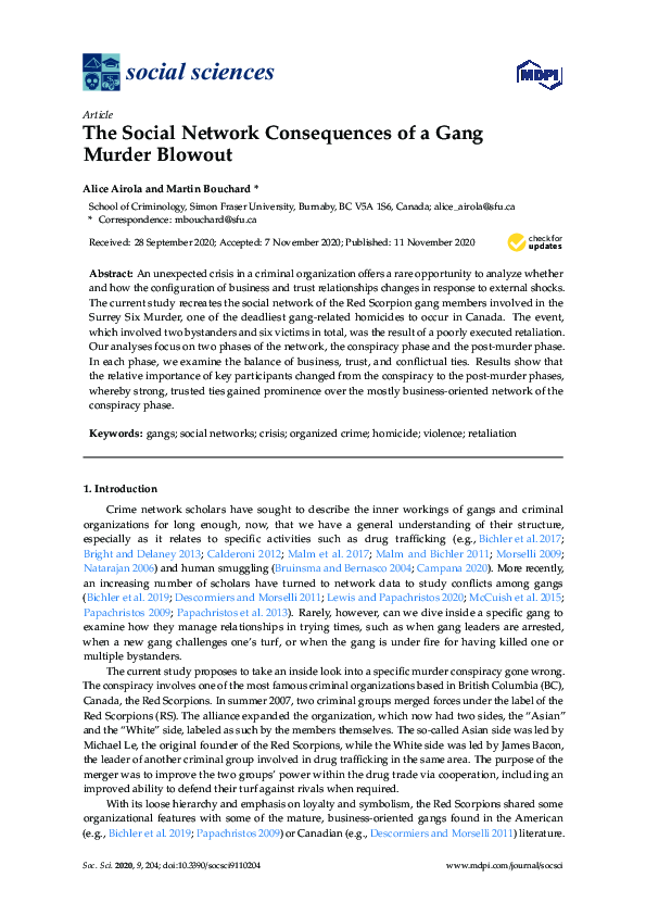(PDF) The Social Network Consequences of a Gang Murder Blowout