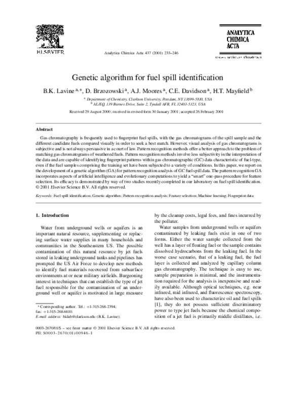 (PDF) Genetic algorithm for fuel spill identification