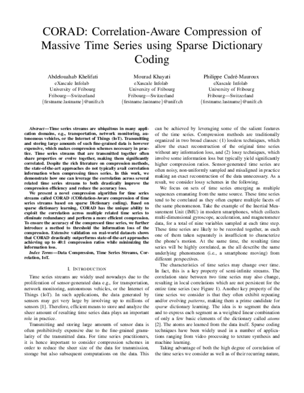 (PDF) CORAD: Correlation-Aware Compression of Massive Time Series using Sparse Dictionary Coding ...