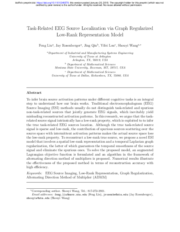 (PDF) Task-Related EEG Source Localization via Graph Regularized Low-Rank Representation Model