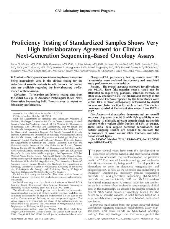 (PDF) Proficiency Testing of Standardized Samples Shows Very High ...