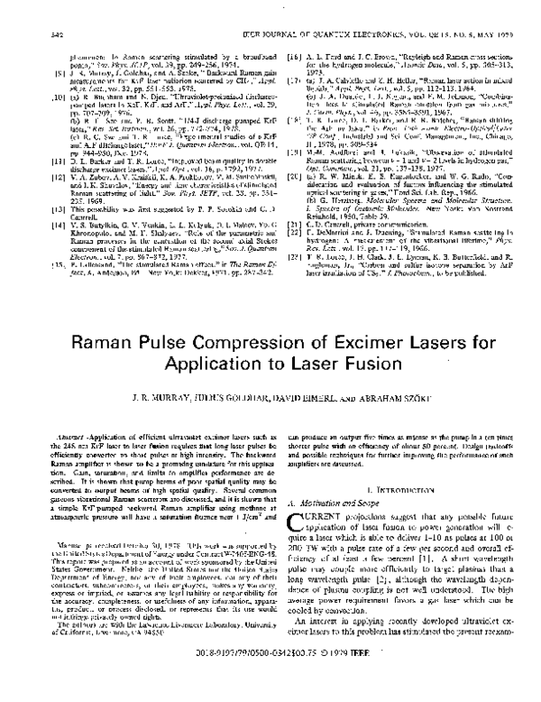 (PDF) Raman pulse compression of excimer lasers for application to ...