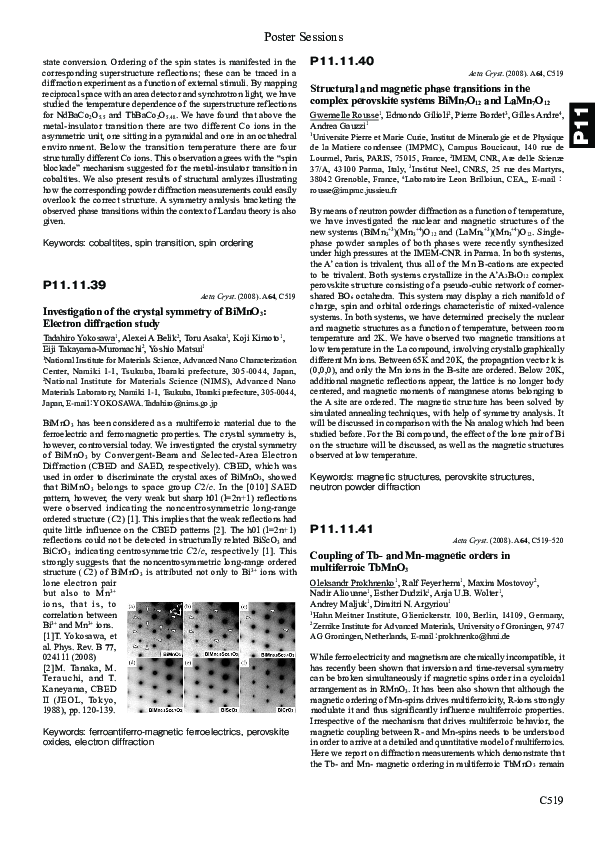 (PDF) Investigation of the crystal symmetry of BiMnO 3 : electron diffraction study