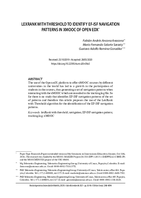 (PDF) LEXRANK WITH THRESHOLD TO IDENTIFY EF-ISF NAVIGATION PATTERNS IN ...