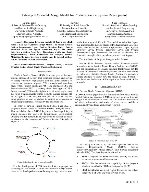Pdf Life Cycle Oriented Design Model For Product Service System Development