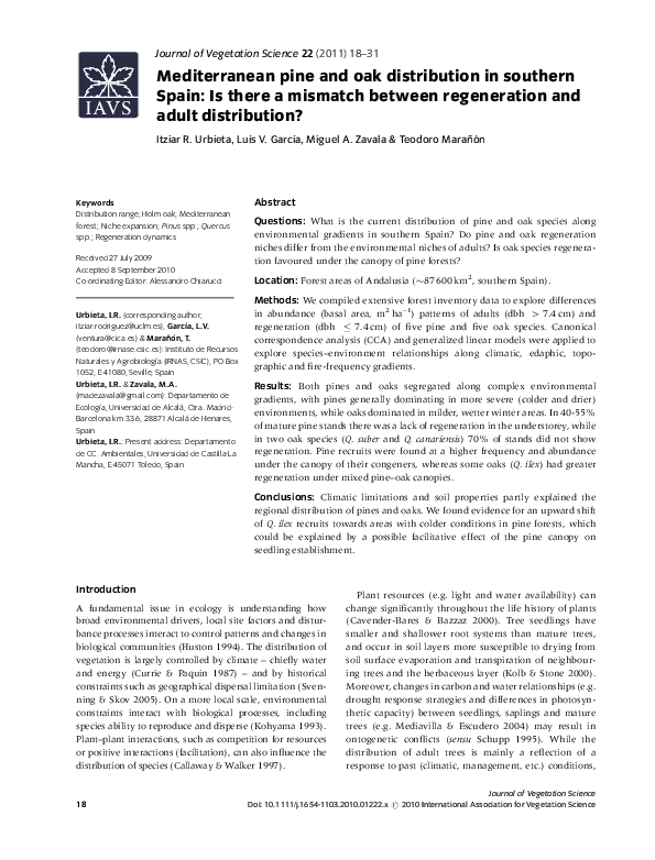 (PDF) Mediterranean pine and oak distribution in southern Spain: Is ...