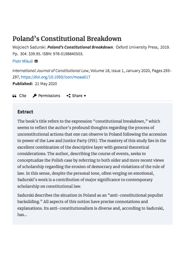(PDF) Poland’s Constitutional Breakdown