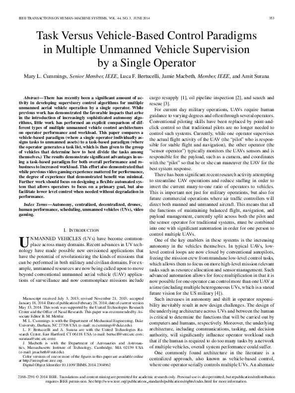 (PDF) Task Versus Vehicle-Based Control Paradigms in Multiple Unmanned Vehicle Supervision by a ...