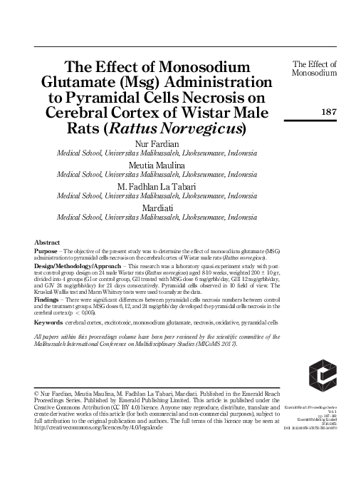 (PDF) Monosodium Glutamate ( Msg ) Administration to Pyramidal Cells ...