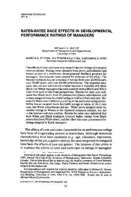 (PDF) Rater-ratee race effects in developmental performance ratings of ...