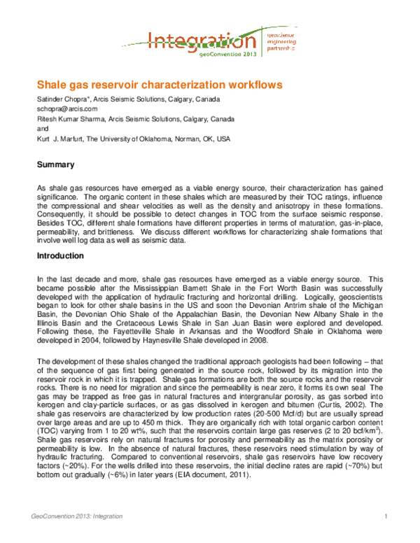 (PDF) Shale gas reservoir characterization workflows