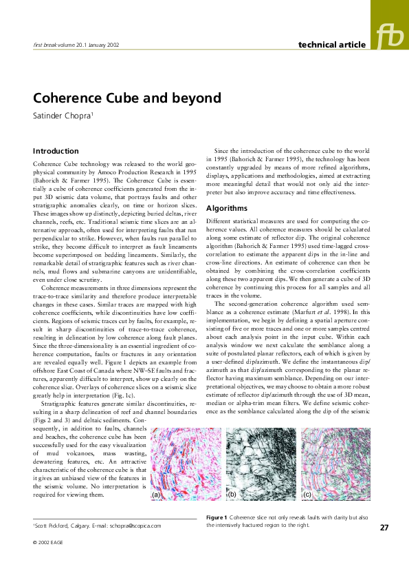 (PDF) Technical article: Coherence cube and beyond