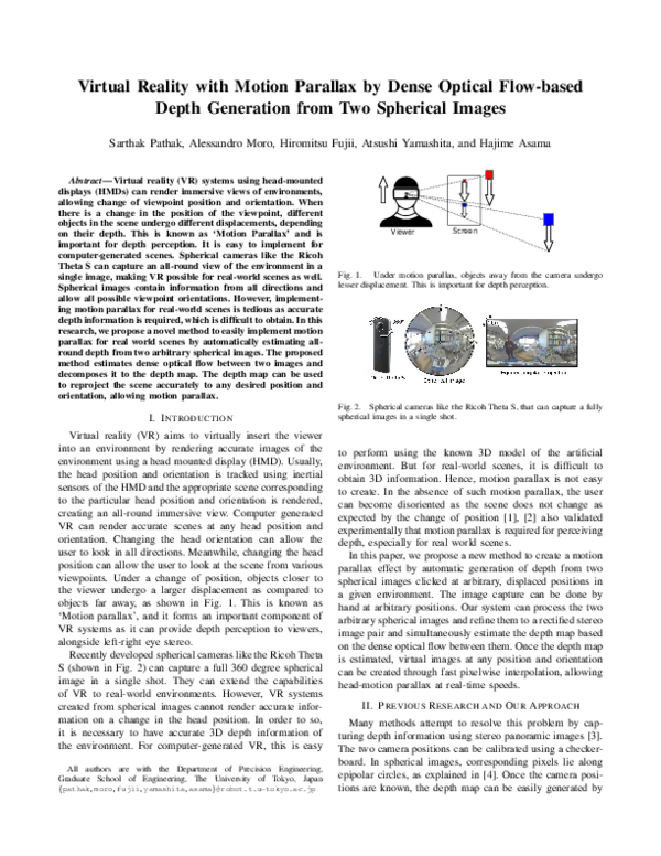 (PDF) Virtual reality with motion parallax by dense optical flow-based ...