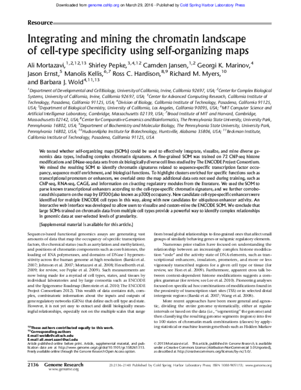 (PDF) Integrating and mining the chromatin landscape of cell-type specificity using self ...