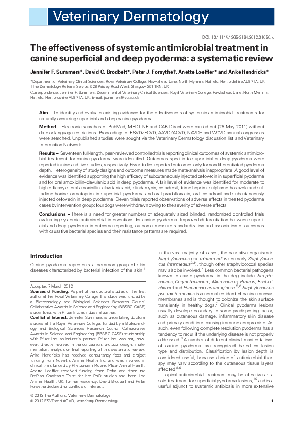 (PDF) The effectiveness of systemic antimicrobial treatment in canine ...