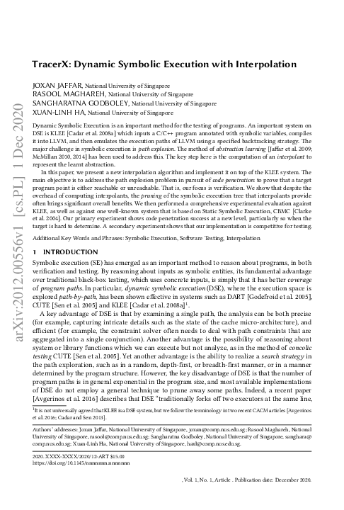 Pdf Tracerx Dynamic Symbolic Execution With Interpolation 2987