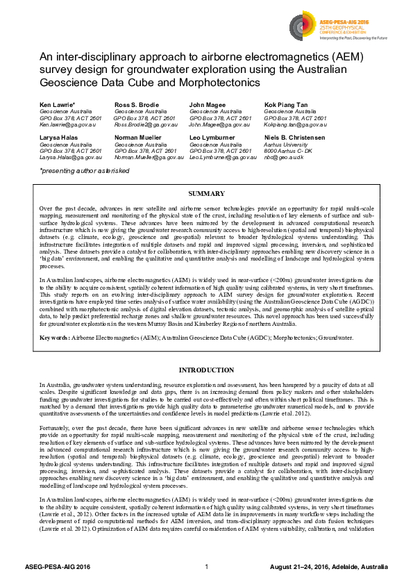 (PDF) An Inter-Disciplinary Approach to Airborne Electromagnetics (AEM) Survey Design for ...