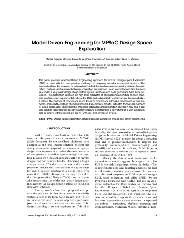 (PDF) Model driven engineering for MPSOC design space exploration ...