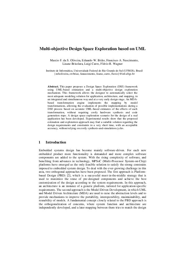(PDF) Multi-objective Design Space Exploration based on UML