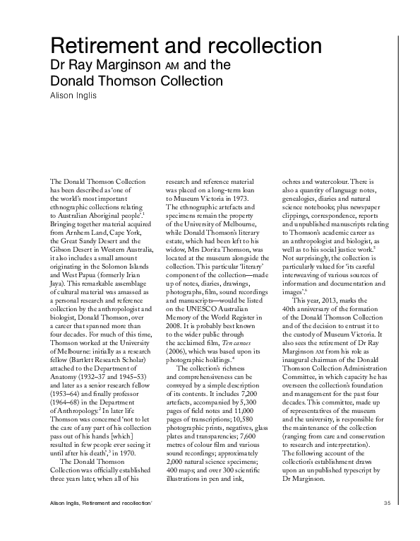 (PDF) Retirement and recollection: Dr Ray Marginson AM and the Donald ...