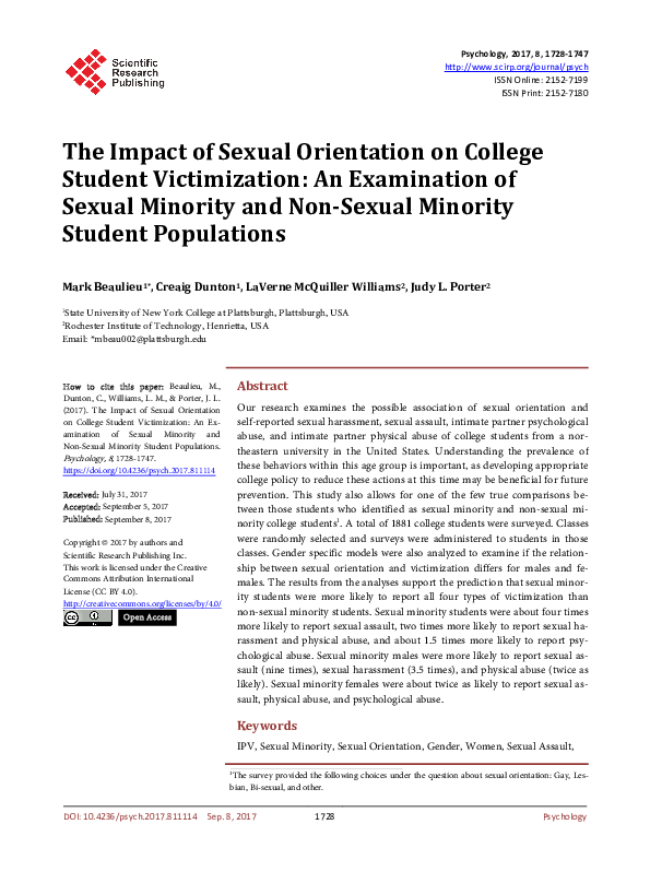(PDF) The Impact of Sexual Orientation on College Student Victimization ...