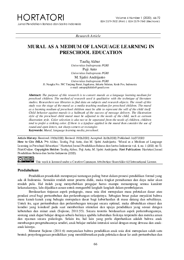 (PDF) Mural as a Medium of Language Learning in Preschool Education