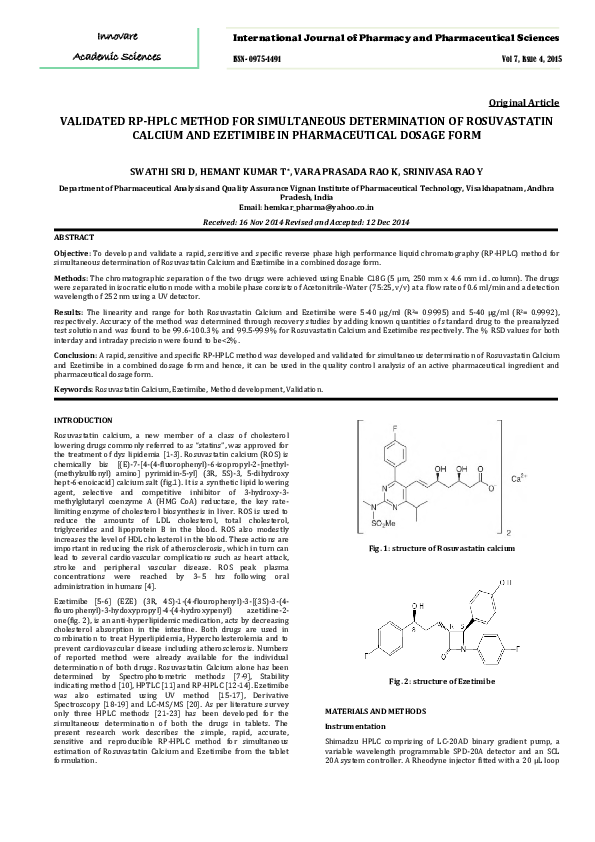 Pdf Validated Rp Hplc Method For Simultaneous Determination Of Difluprednate And Gatifloxacin