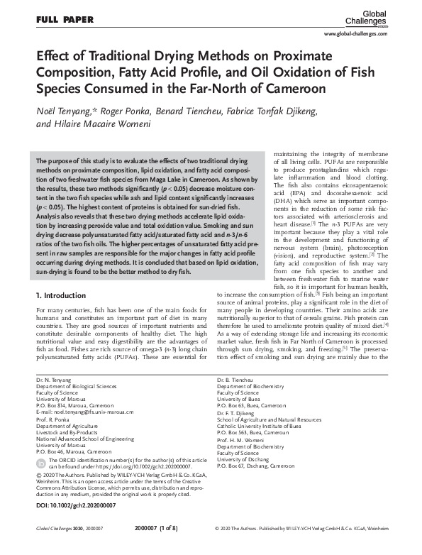 Pdf Effect Of Traditional Drying Methods On Proximate Composition