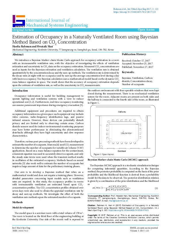 (PDF) Estimation of Occupancy in a Naturally Ventilated Room using ...