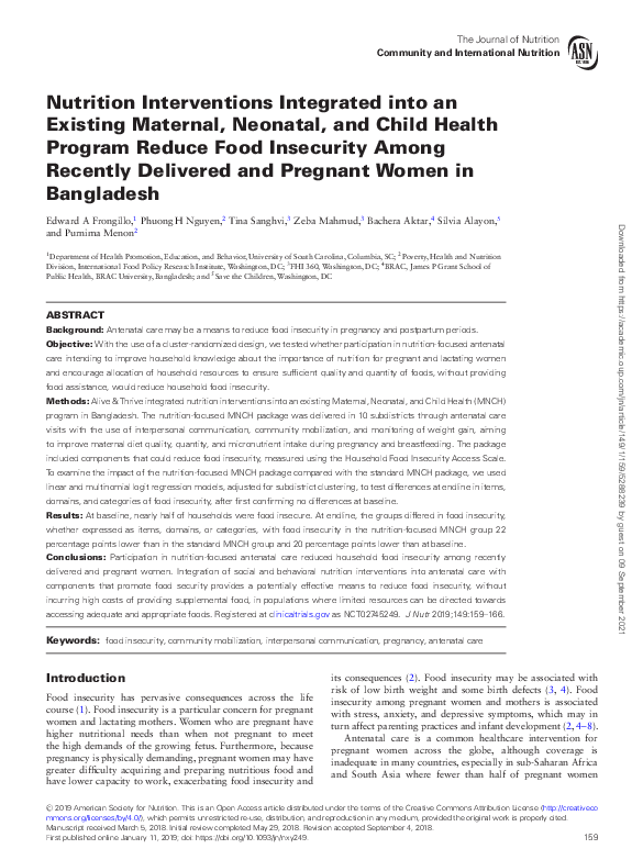 (PDF) Nutrition Interventions Integrated into an Existing Maternal ...