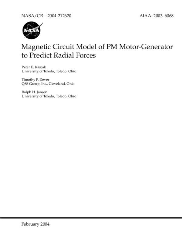 (PDF) Magnetic Circuit Model of PM Motor-Generator to Predict Radial Forces