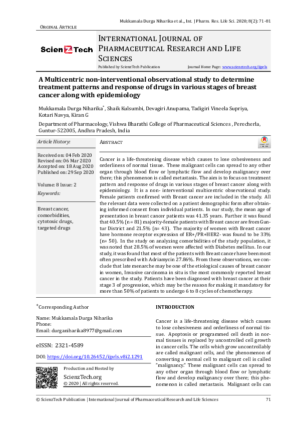 (PDF) A Multicentric non-interventional observational study to ...