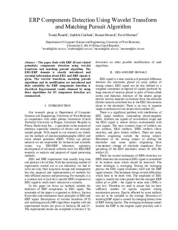 Pdf Erp Components Detection Using Wavelet Transform And Matching