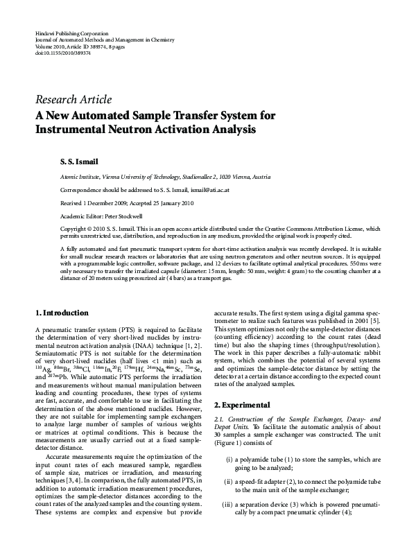 (PDF) A New Automated Sample Transfer System for Instrumental Neutron ...