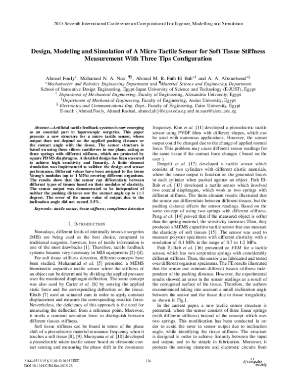 (PDF) Design, Modeling and Simulation of a Micro Tactile Sensor for ...