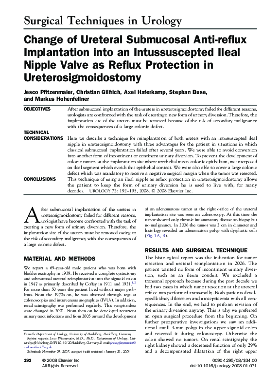 (PDF) Change of Ureteral Submucosal Anti-reflux Implantation into an ...