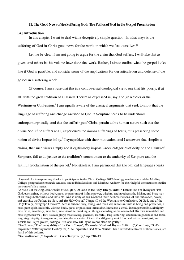(PDF) Sloane The Pathos of God in the Gospel Presentation