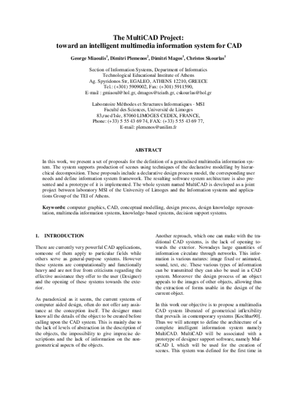 (PDF) The MultiCAD Project: toward an intelligent multimedia ...