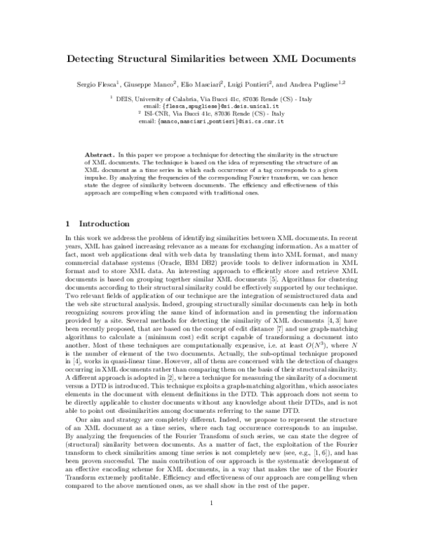 Pdf Detecting Structural Similarities Between Xml Documents